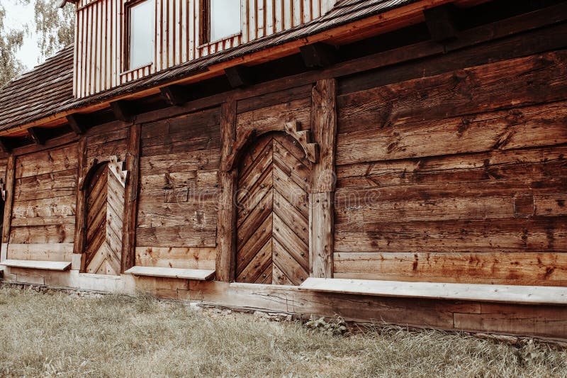 Traditional Wooden Barn Wall with Chevron Pattern Doors in Rustic ...