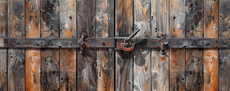 Rustic Barn Door Background with Weathered Wood, Iron Hinges, and ...