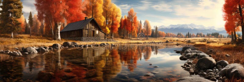 Rustic Barn in an Enchanting Autumn Setting Stock Illustration ...