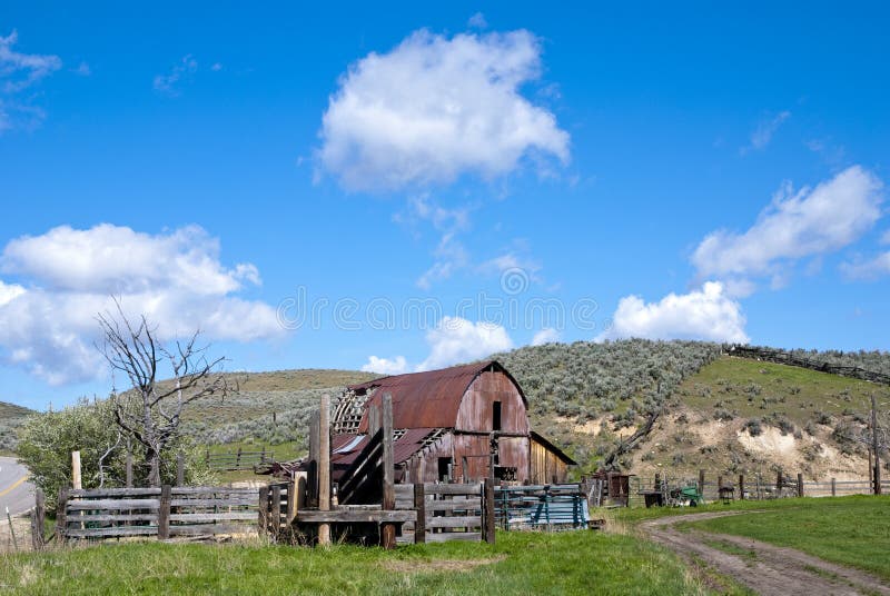 Rustic Barn on a farm stock photo. Image of rural, clouds - 24546182