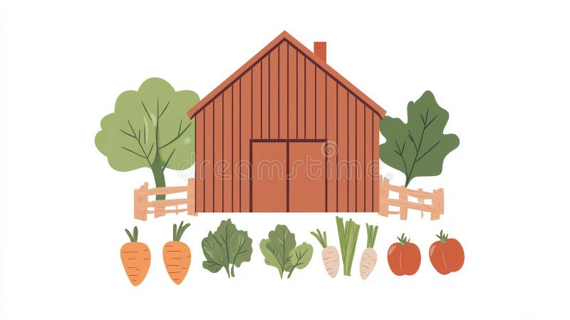 Rustic Barn with Fresh Vegetables Showcasing Farm Products in a Clean ...