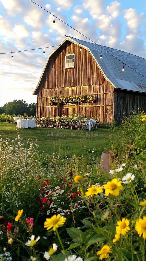 A Rustic Barn Hosting a Farm-to-table Dinner Event. Pic Stock Photo ...