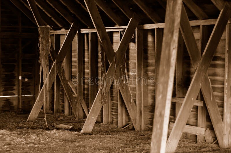 Rustic barn interior stock image. Image of rope, authentic - 1735147