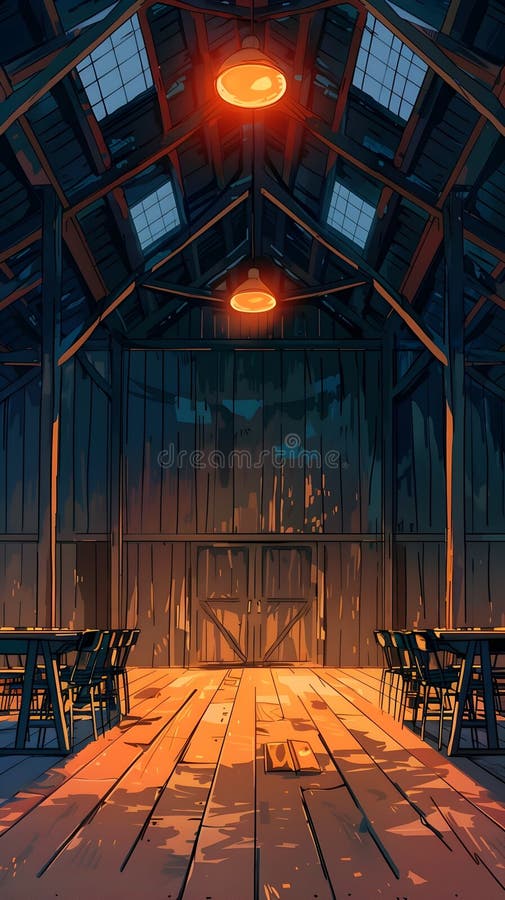 Rustic Barn Interior with Warm Lighting and Cozy Atmosphere Stock ...