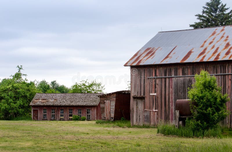 Rustic Barn and Out Buildings Stock Image - Image of field, character ...