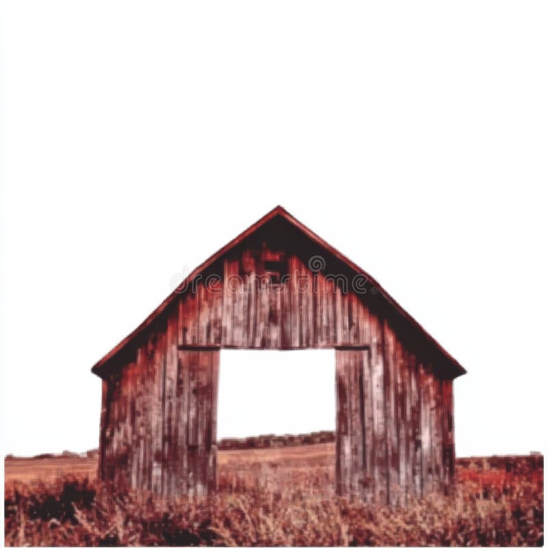 Rustic Barn Structure with Weathered Wood Vintage Element Isolated on ...