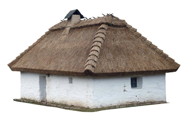 Rustic Barn with Thatched Roof Built from Clay Isolated Stock Image ...