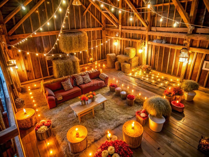 Rustic Barn Venue Warm Lighting Hay Bales and Inviting Atmosphere for ...