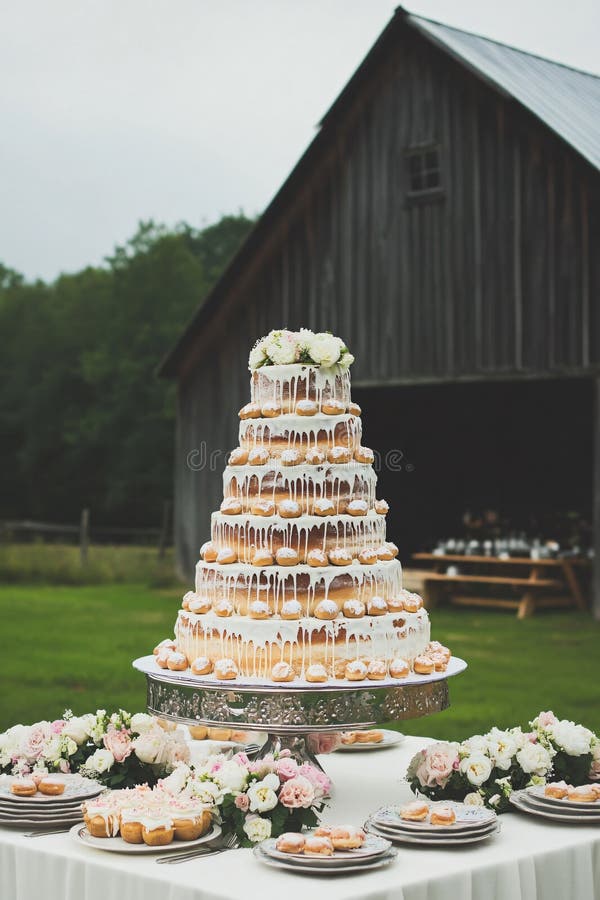 Rustic Barn Wedding Cake: Elegant Drip Cake with High Quality Image ...