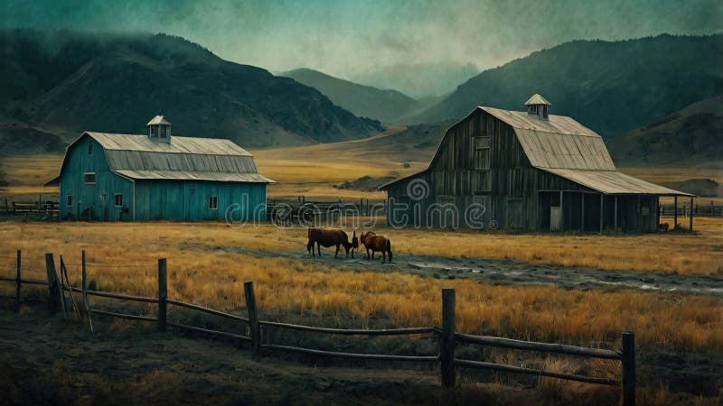 Rustic Farmhouse at Dusk Wallpaper Stock Image - Image of decay, rustic ...