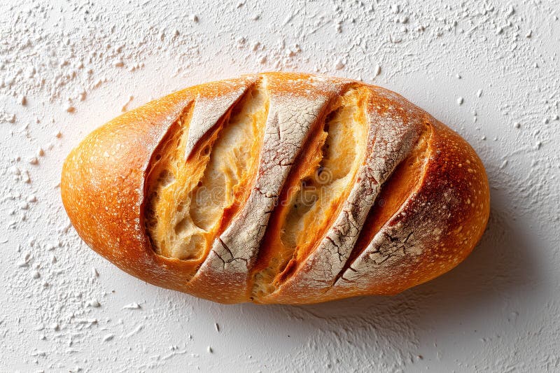 Rustic Batard Loaf Displayed on Textured Light Surface Highlighting ...