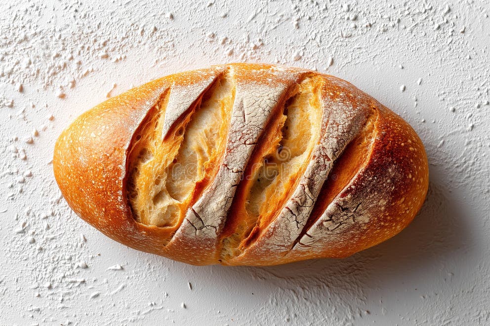 Rustic Batard Loaf Displayed on Textured Light Surface Highlighting ...