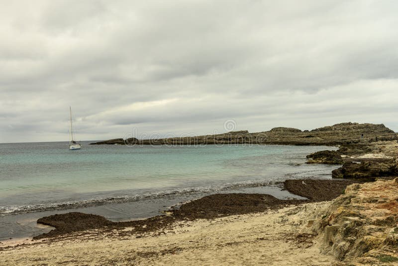 Rustic Beach Hut at Cala Binibeca Shoreline, Menorca Stock Image ...
