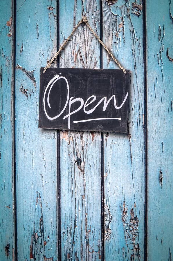 Rustic Beachfront Store Open Sign Stock Image - Image of commercial ...