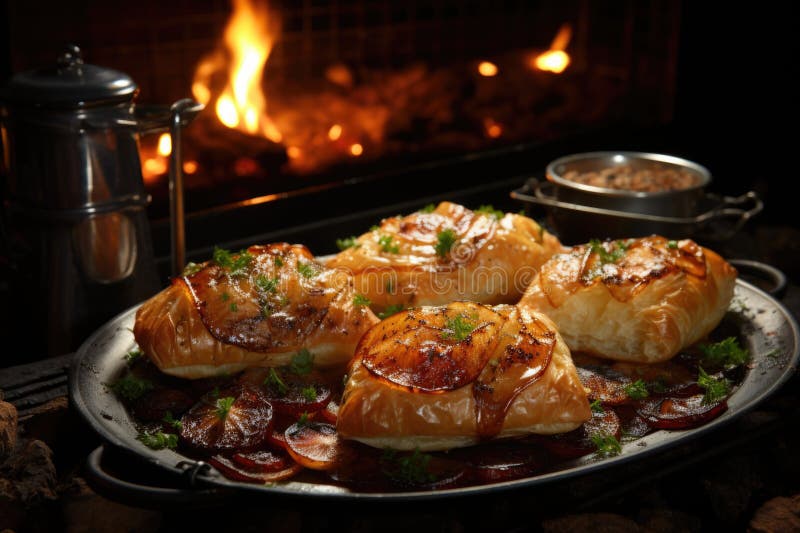 Rustic Beef Pies with Salty Stock Illustration - Illustration of food ...