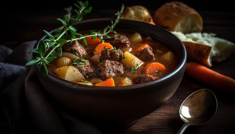 Rustic Beef Stew Cooked with Organic Vegetables Generated by AI Stock ...