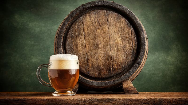 Rustic Beer Barrel & Mug on Wooden Table Stock Photo - Image of texture ...