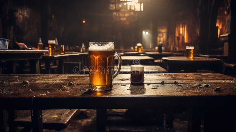 Rustic beer table stock illustration. Illustration of socializing ...