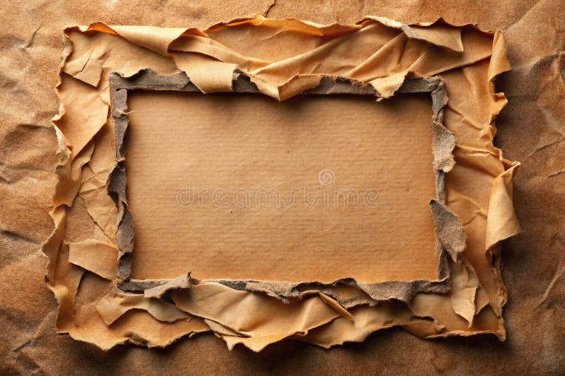 Rustic Beige and Brown Torn Paper Frame Background Minimalist Design ...