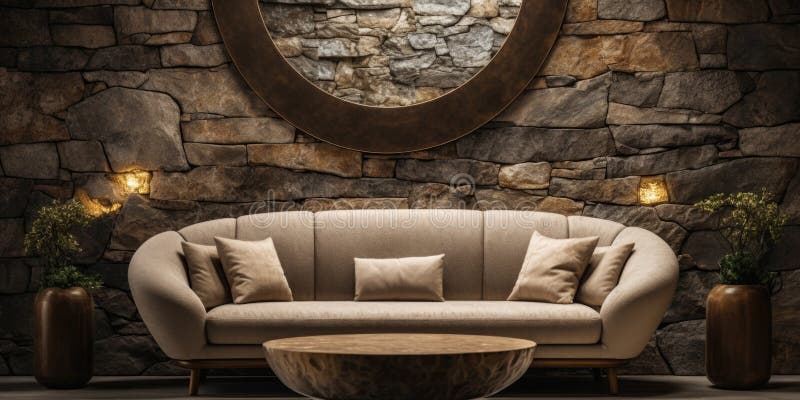 Rustic Beige Rock Stone Elevation Tile Design, Embossed Punch Effect ...