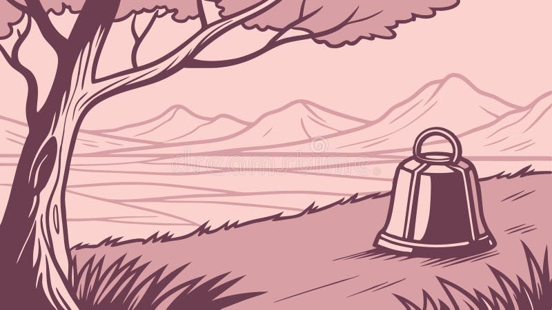Rustic Bell on Hilltop at Sunset Vector Art, Vector Design Generative ...