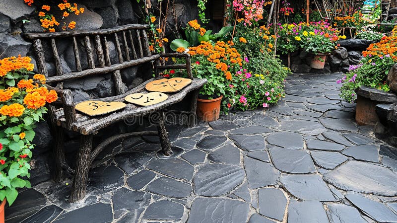 Rustic Bench stock photo. Image of retro, overgrown, garden - 13530790