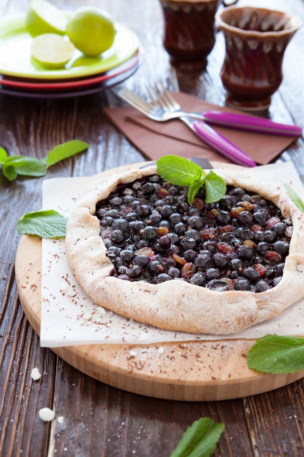 Rustic Berry Pie with Black Currant Stock Image - Image of custard ...