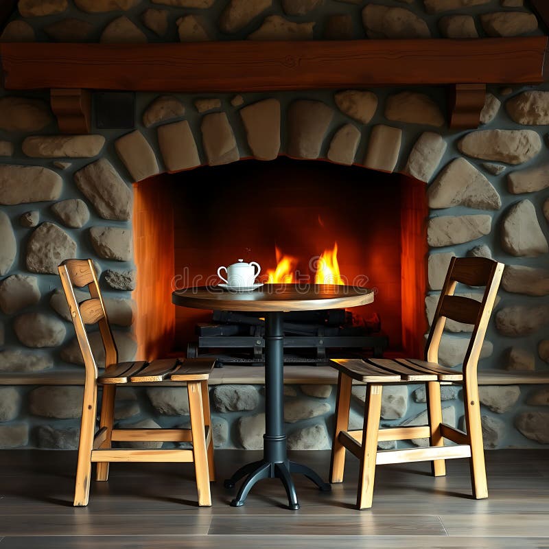 A Rustic Bistro Set with Distressed Wood Chairs and Table in Front of a ...