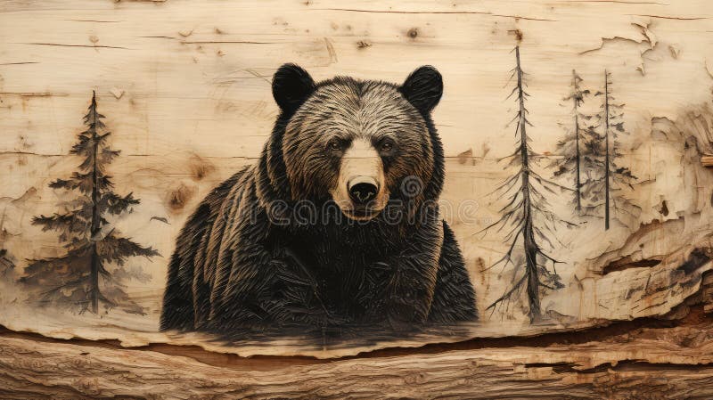 Rustic black bear graphic stock illustration. Illustration of ...