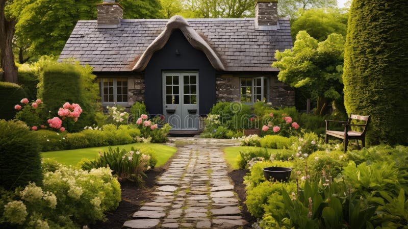 Rustic black tile roof stock illustration. Illustration of countryside ...