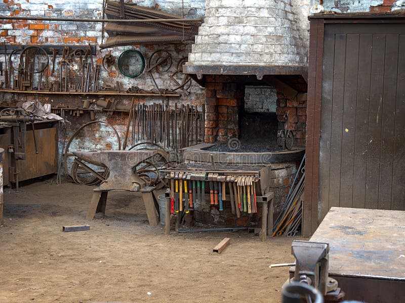Old blacksmith workshop stock photo. Image of toolkit - 63247764