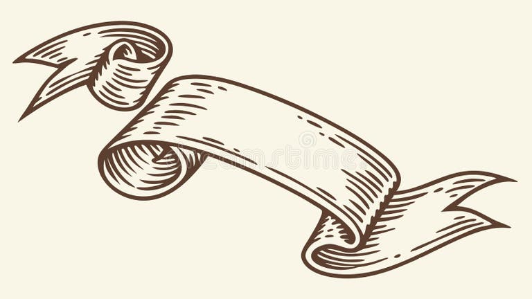 Rustic Blank Vintage Scroll Banner for Custom Text, Vector Design ...