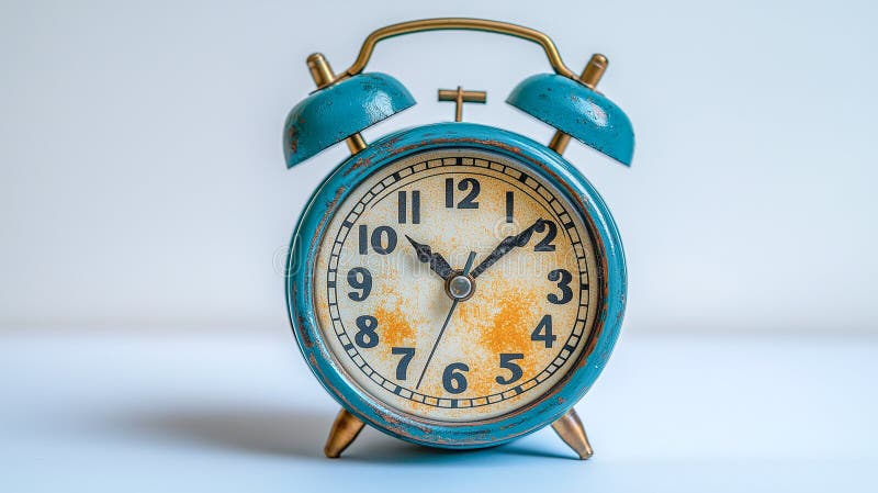 Vintage Blue Alarm Clock on a Clean Surface Showcasing Time and ...