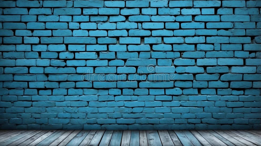 Rustic Blue Brick Wall Ai Generated Stock Illustration - Illustration ...