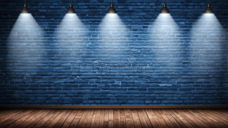 Rustic Blue Brick Wall with Spotlight Ai Generated Stock Illustration ...