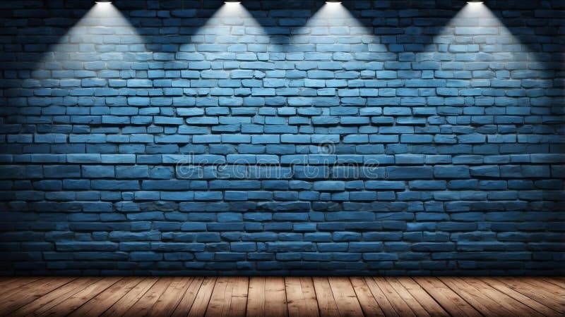 Rustic Blue Brick Wall with Spotlight Ai Generated Stock Illustration ...