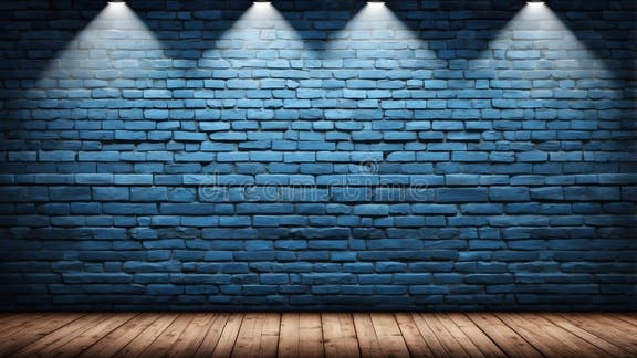 Rustic Blue Brick Wall with Spotlight Ai Generated Stock Illustration - Illustration of ...