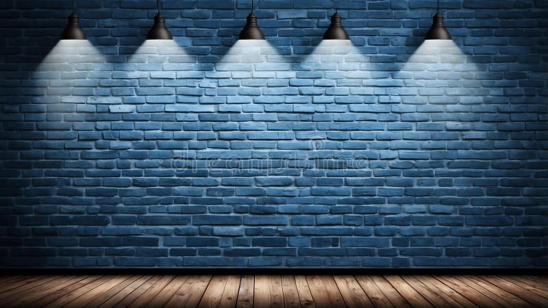 Rustic Blue Brick Wall with Spotlight Ai Generated Stock Illustration ...