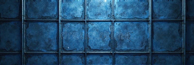 Rustic Blue Metal Panels with Industrial Texture and Steel Frames Stock ...