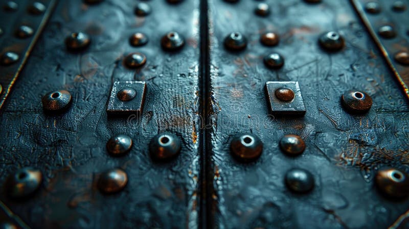 Rustic Blue Metal Plates with Rivets Industrial Look Stock Photo ...