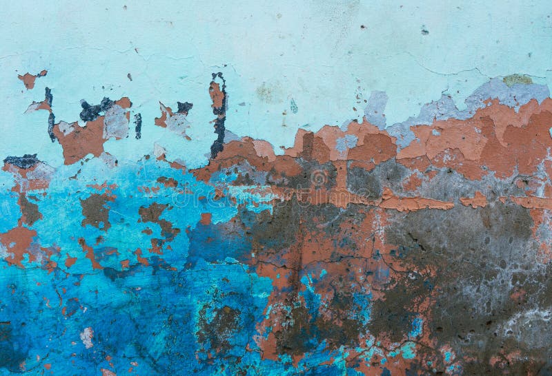 Rustic Blue and Oxidized Wall Surface – Urban Decay Art Background ...
