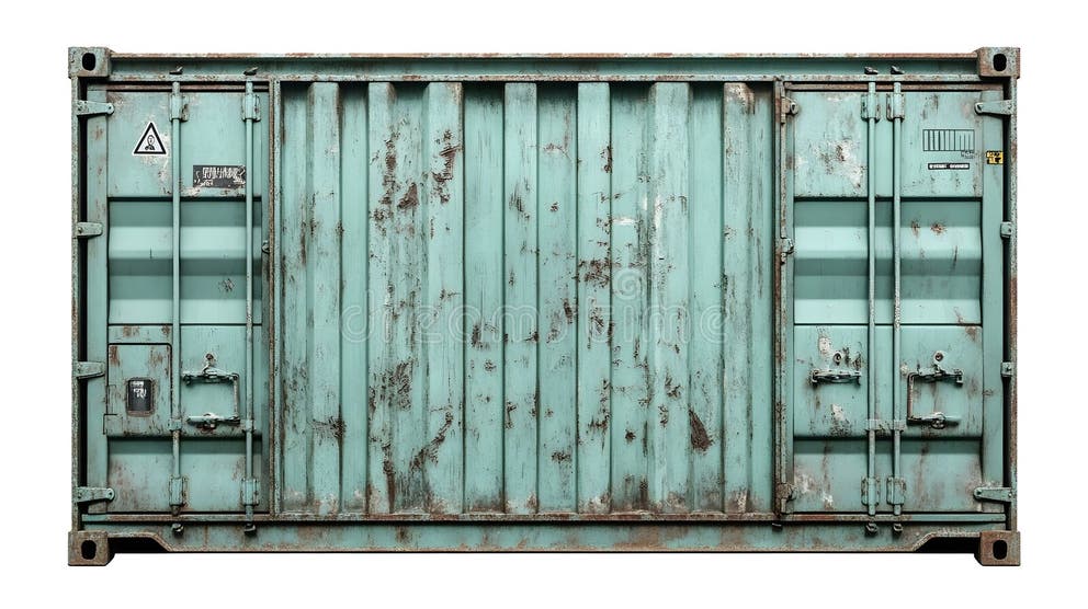 Rustic Blue Shipping Container with Rust and Wear Stock Image - Image ...