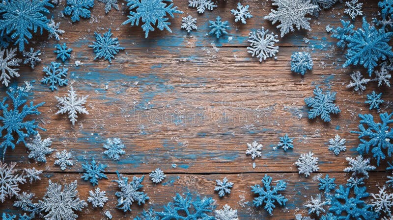Rustic Blue Snowflake Border Stock Photo - Image of border, small ...