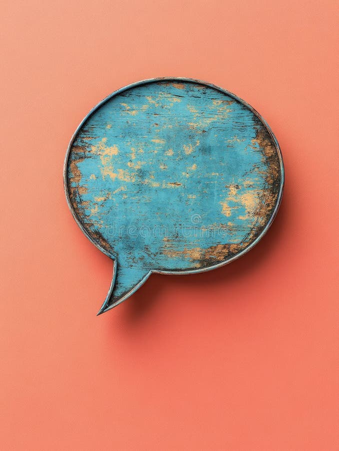 Rustic Blue Speech Bubble on an Orange Background Stock Image - Image ...