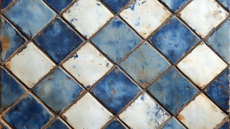 Rustic Blue and White Checkerboard Tiled Pattern Stock Illustration ...