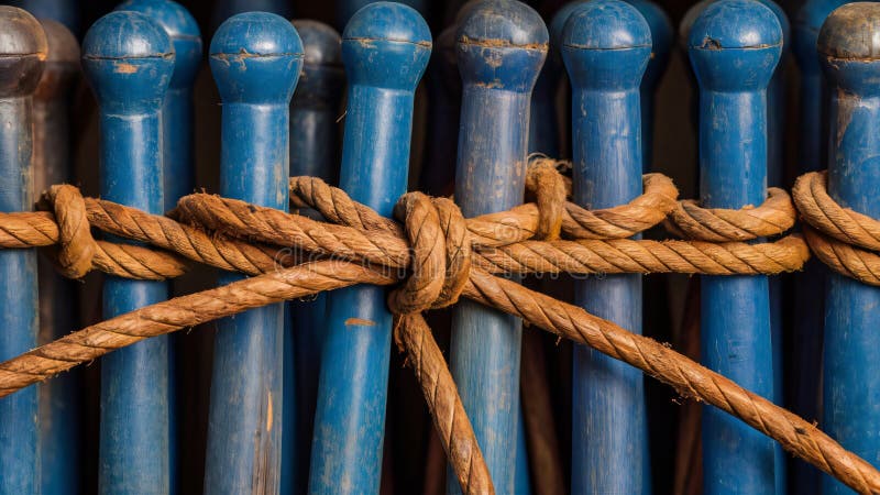 Rustic Blue Wooden Dowels Bound by Rope, Textured High Quality Image ...