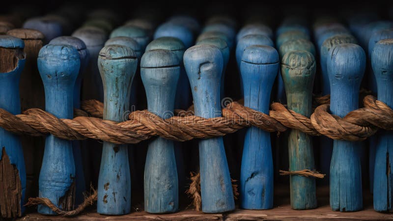 Rustic Blue Wooden Pins Bound by Rope, Crafts, High Quality Image Stock ...