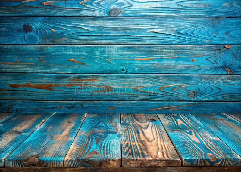 Rustic Blue Wooden Tabletop Background a Panoramic Horizontal Wood ...