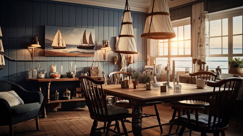 Rustic Blurred Nautical Interior Stock Illustration - Illustration of ...