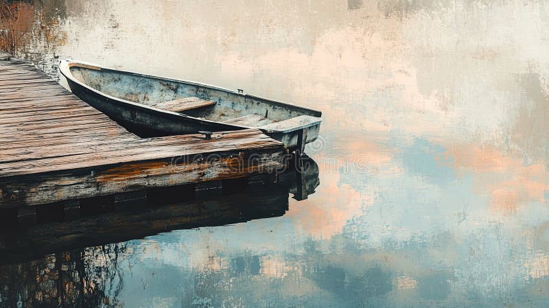 A Rustic Boat Dock with Soft Ripples in the Water Reflecting the Stock ...